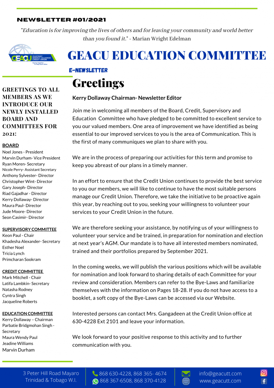 Education Committee Newsletter #01/2021 - Guaymay Energy Alliance ...